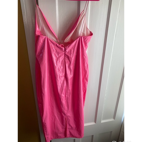 ASOS | Dresses | Pink Vinyl Latex Like Dress With Cut Out Hot Pink ...